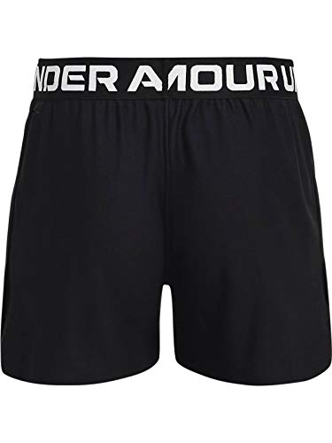 Under Armour Girls Play Up Solid Shorts , Black (001)/Metallic Silver , Youth Medium