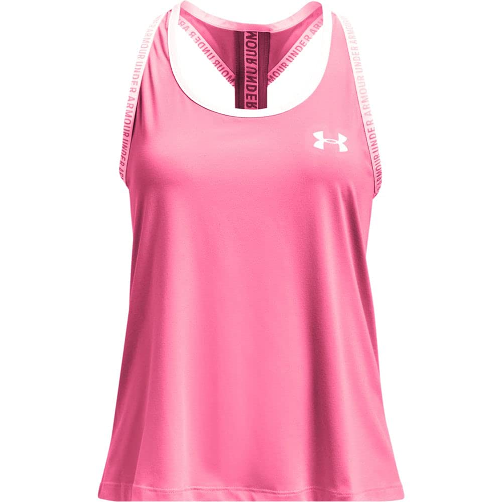 Under Armour Girls' Knockout Tank Top , Cerise (654)/White , Youth X-Large