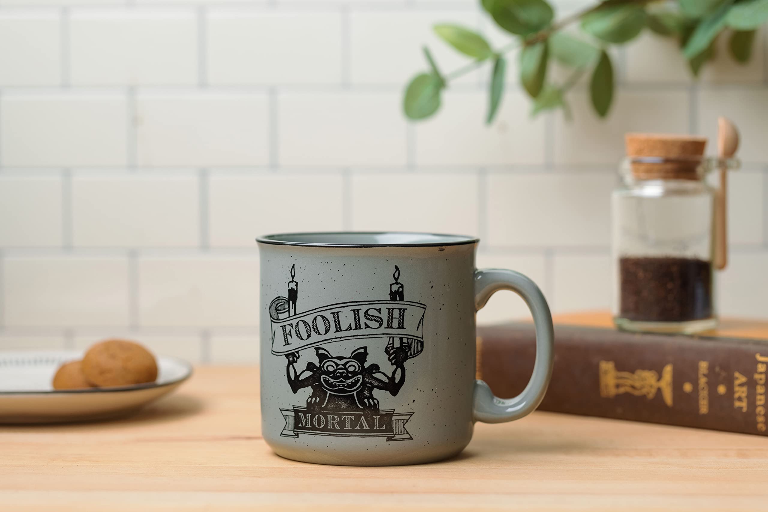 Silver Buffalo Disney Haunted Mansion Foolish Mortal Ceramic Camper Mug, 20 Ounces, 1 Count (Pack of 1)