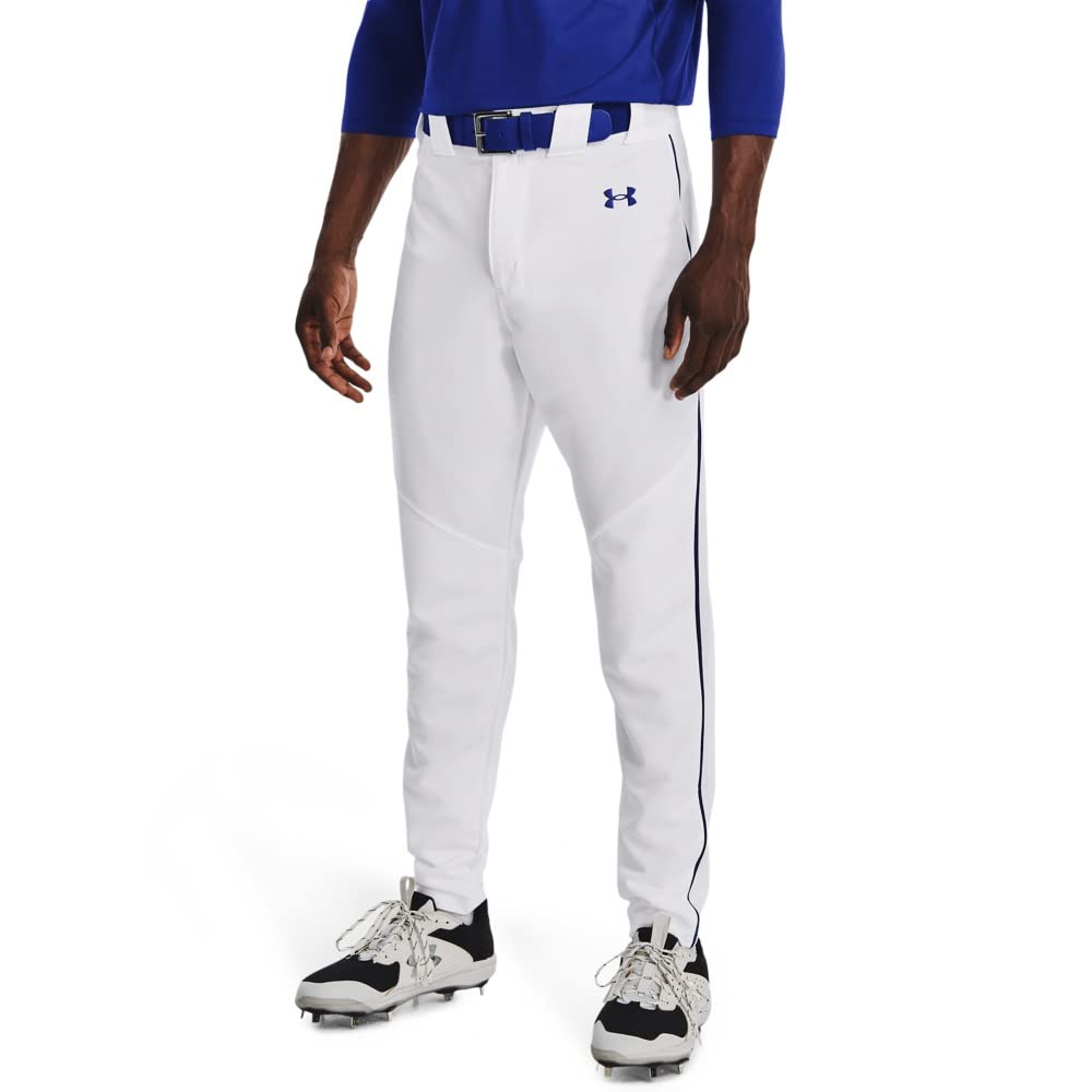 Under Armour Men's Utility Baseball Straight Leg Pant Pipe 22, (101) White/Royal/Royal, Small