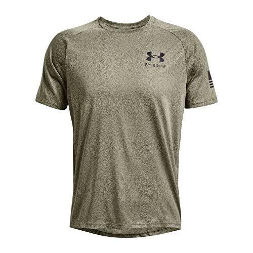 Under Armour Men's Freedom Tech Short Sleeve T-Shirt, (392) Marine OD Green Light Heather / / Black, Large