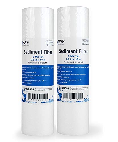 Sediment Melt Blown Water Filter Cartridge Standard 2.5x10" 5 Micron 2 Pack