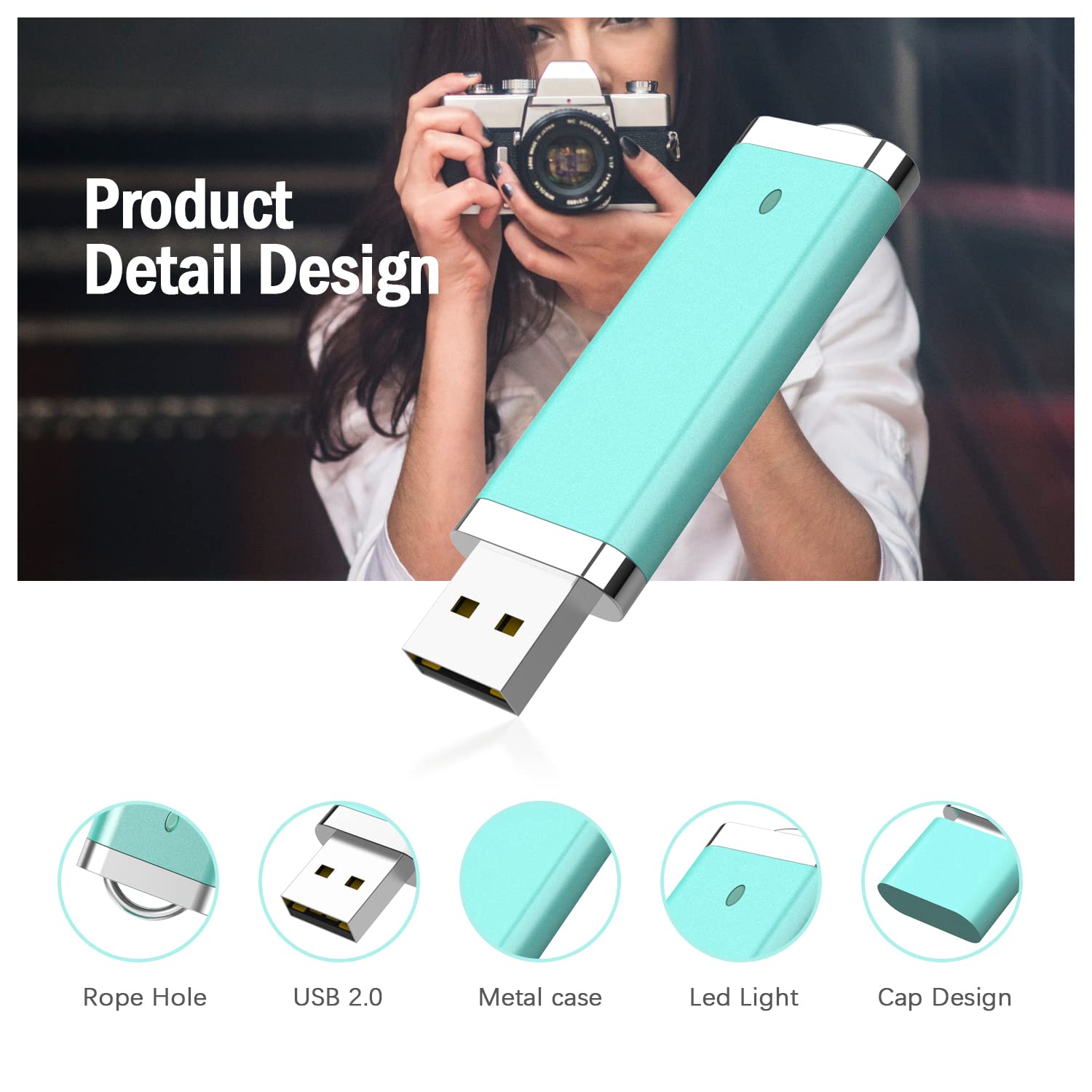 Sanfeya 5 Pack 32GB USB 2.0 Flash Drives, Multicolor Jump Drive Memory Sticks, Bulk Thumb Drives USB Sticks Pen Drives, 5 Color (Blue, Green, Pink, Purple, Yellow)