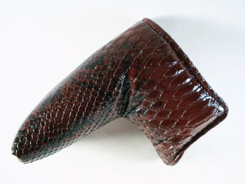 Red Brown Python PU Snakeskin Limited Edition Putter Head Cover by House of Putters for Scotty Cameron Ping Odyssey Taylormade Golf