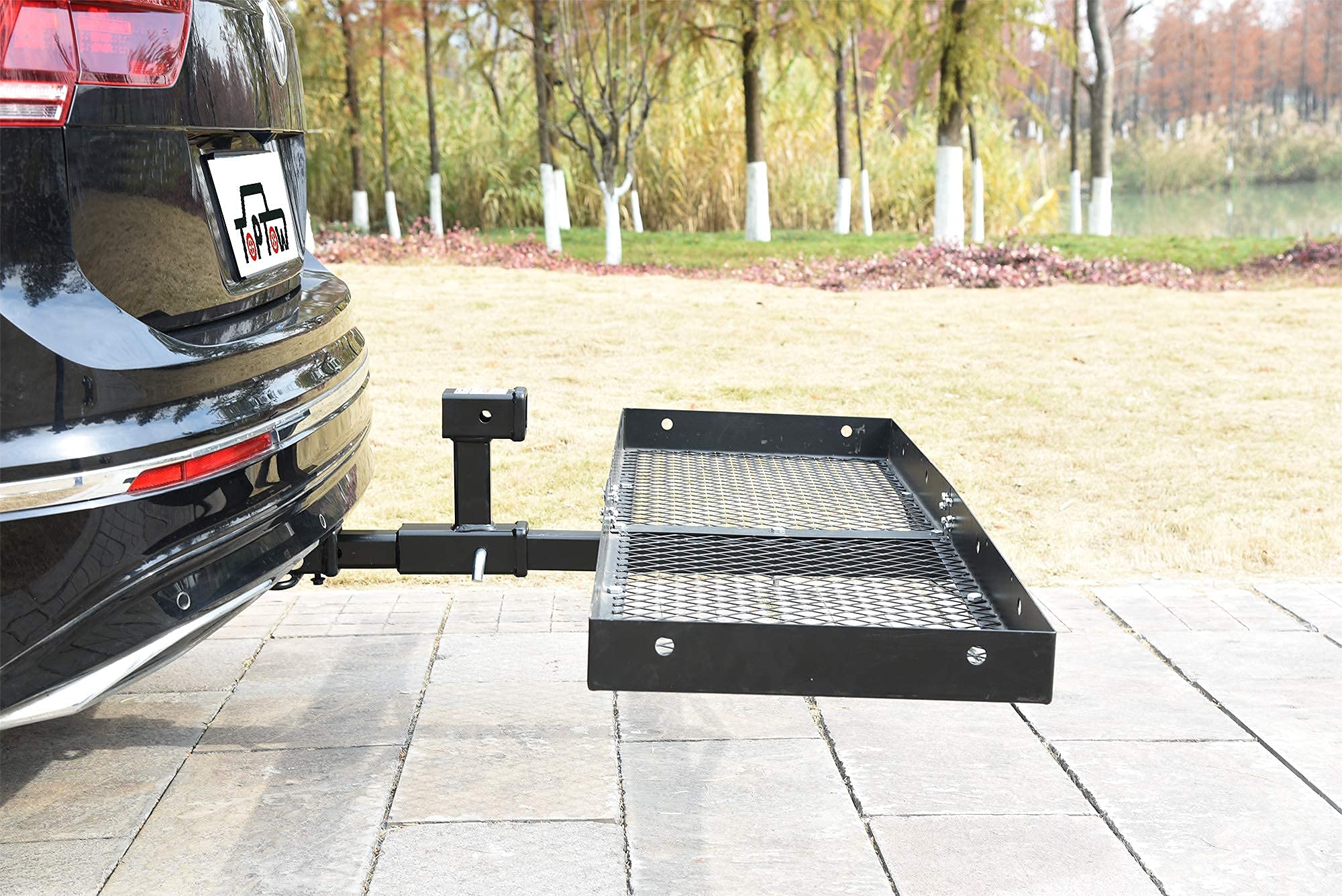 TOPTOW 64131HL Dual Hitch Extension with Hitch Lock, Fits for 2 inch Receiver, Extender to 10 inch Max. Length & 7-1/2" Riser