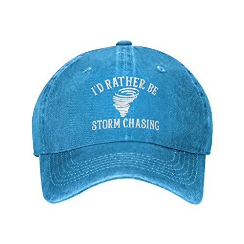 ZDZQART I'd Rather Be Storm Chasing Unisex Cowboy Hat Baseball Caps Adjustable Sports Golf Denim Casquette Cap Blue