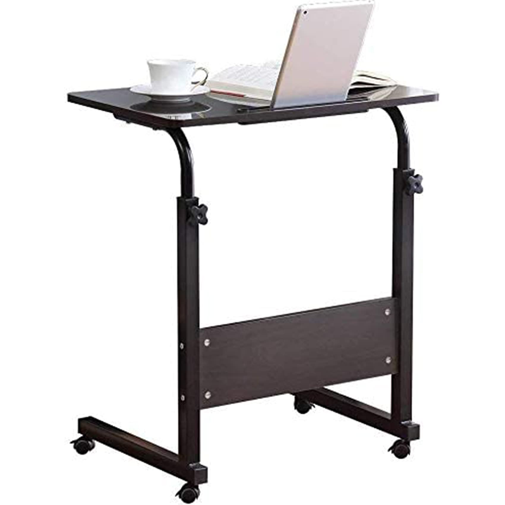 SANGFOR Standing Desk Adjustable Laptop Desk with Tablet iPad Slot Portable Desk for Laptop with Wheels Mobile Workstation Stand up Desks for Home Office (Black)