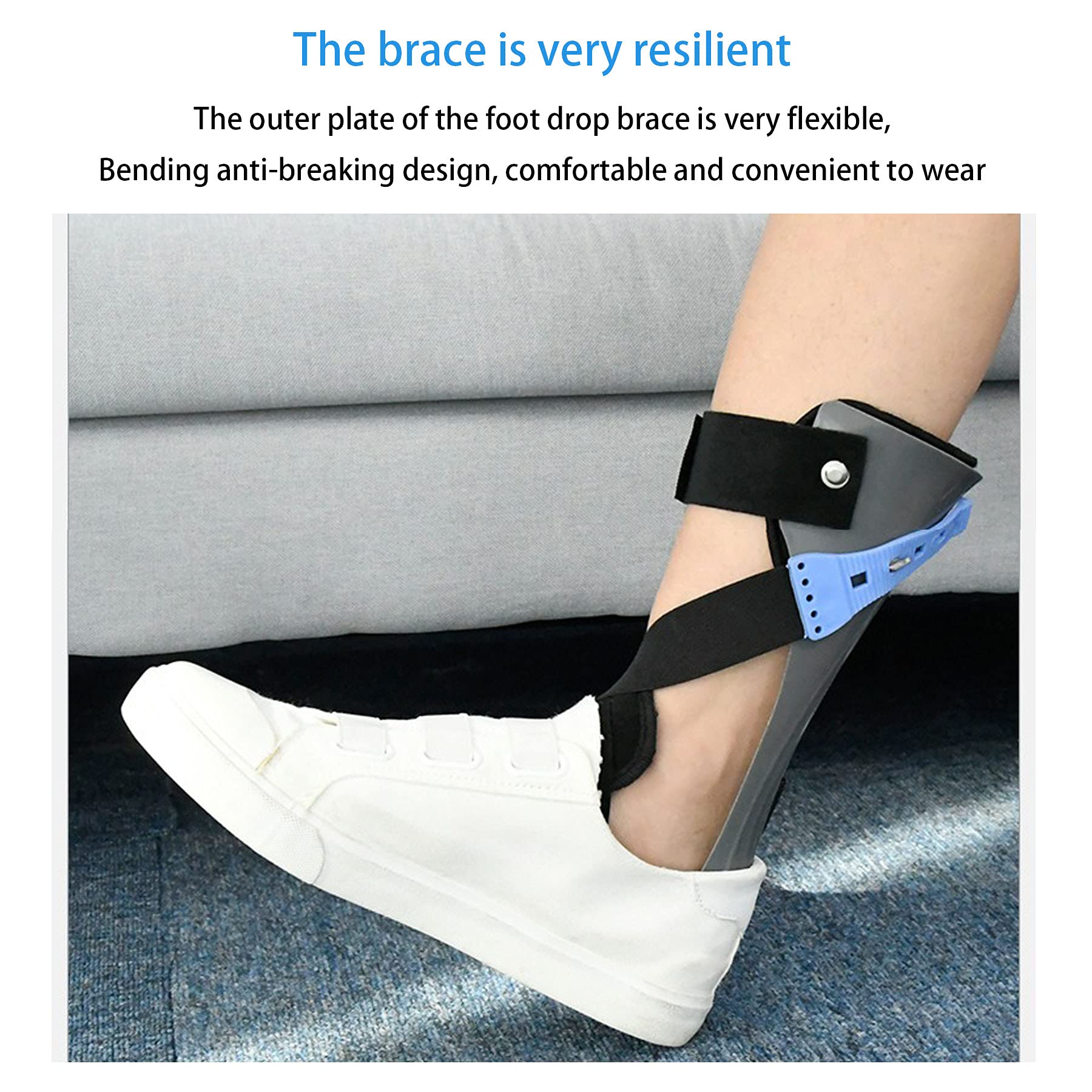 WILLQ Foot Drop Orthosis Drop Foot Brace Orthosis Support for Drop Foot Nerve Injury Relieve Pressure Keeping Foot Straight Right Angle Low-Profile Heel-Less Design for Optimum Comfort,Left,Middle