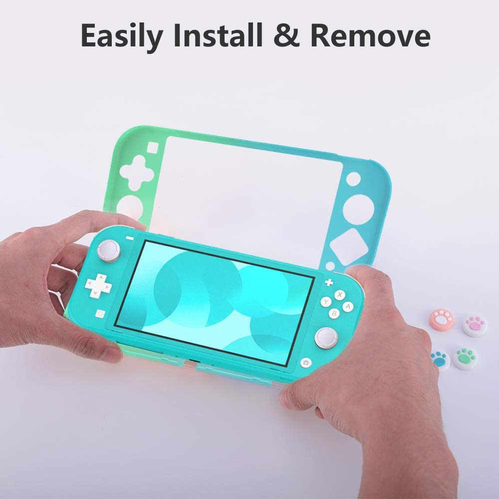 TiMOVO Case Compatible with Nintendo Switch Lite with 2 Screen Protectors & 4 Joystick Caps, Switch Lite Shock-Proof Protective Case Cover Accessories, Blue + Green