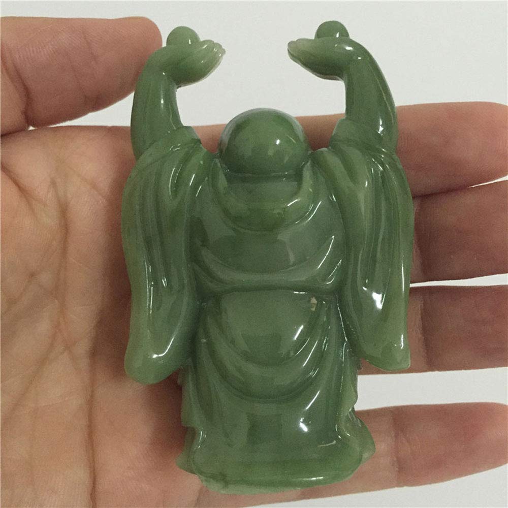 QWERWEFR Chinese Happy Maitreya Buddha Statue Sculpture Man-Made Jade Stone Home Garden Decoration Lucky Laughing Buddha Statues Figurine