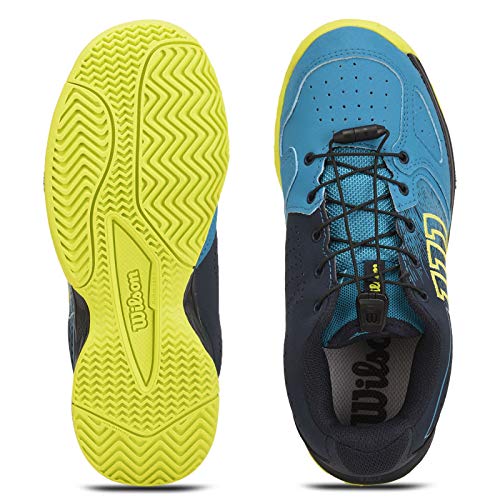Wilson KAOS Junior QL Tennis Shoe, Barrier Reef/Navy Blazer/Lime Popsicle, 4.5 US Unisex Big Kid