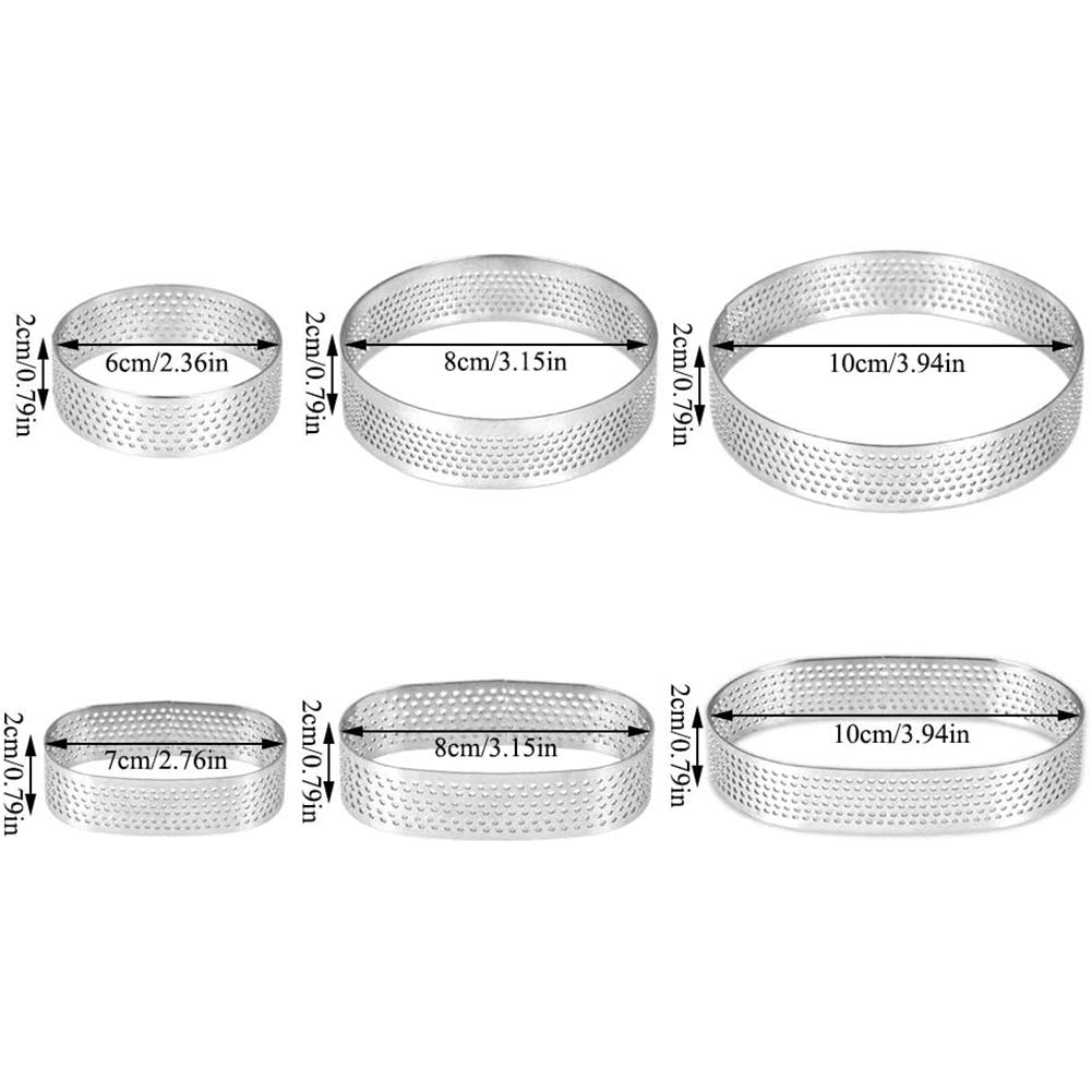 WSNM Steel Perforated Tart Rings,Heat-Resistant Porous Cake Mousse Molds,Non-Stick Bottom Tower Pie Cake Rings