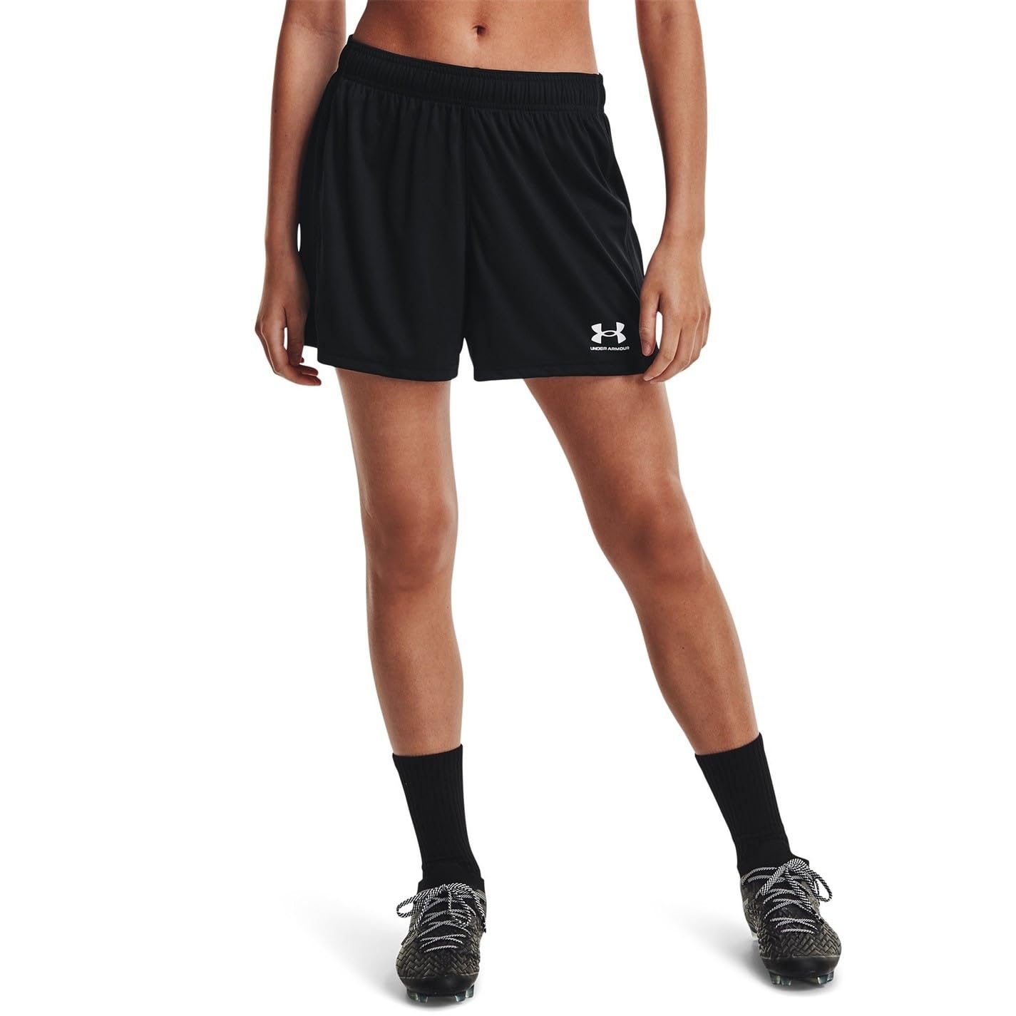 Under Armour Women's Challenger Knit Shorts, Black (001)/White, Medium