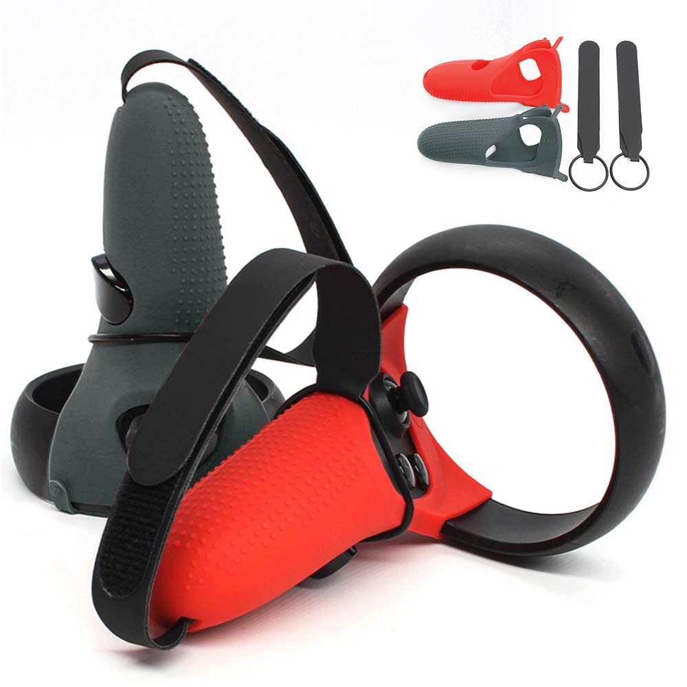 Touch Controller Grip Cover and Knuckle Strap for Oculus Quest/Oculus Rift S, Professional Silicone Protection Accessories, 2 Pack