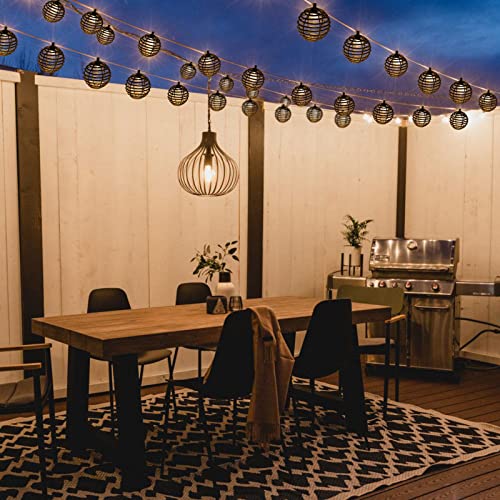 Vigdur Decorative - Rattan Ball String Lights with 10 Led Bulbs Plug in Rattan Lantern String Lights for Patio Garden Backyard Party Decor,9.84FT
