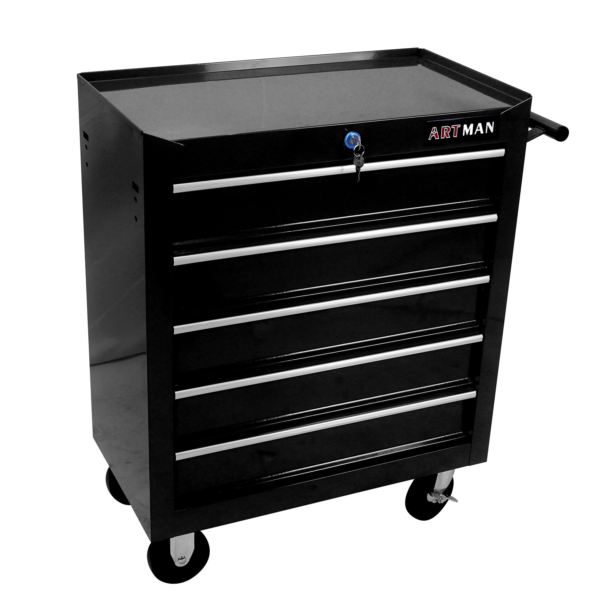 SEHAONOHOME 5 Drawers Rolling Tool Chest Cabinet with Wheels, Tool Storage Cabinet and Tool Box Organizer for Garage Warehouse Workshop, Black