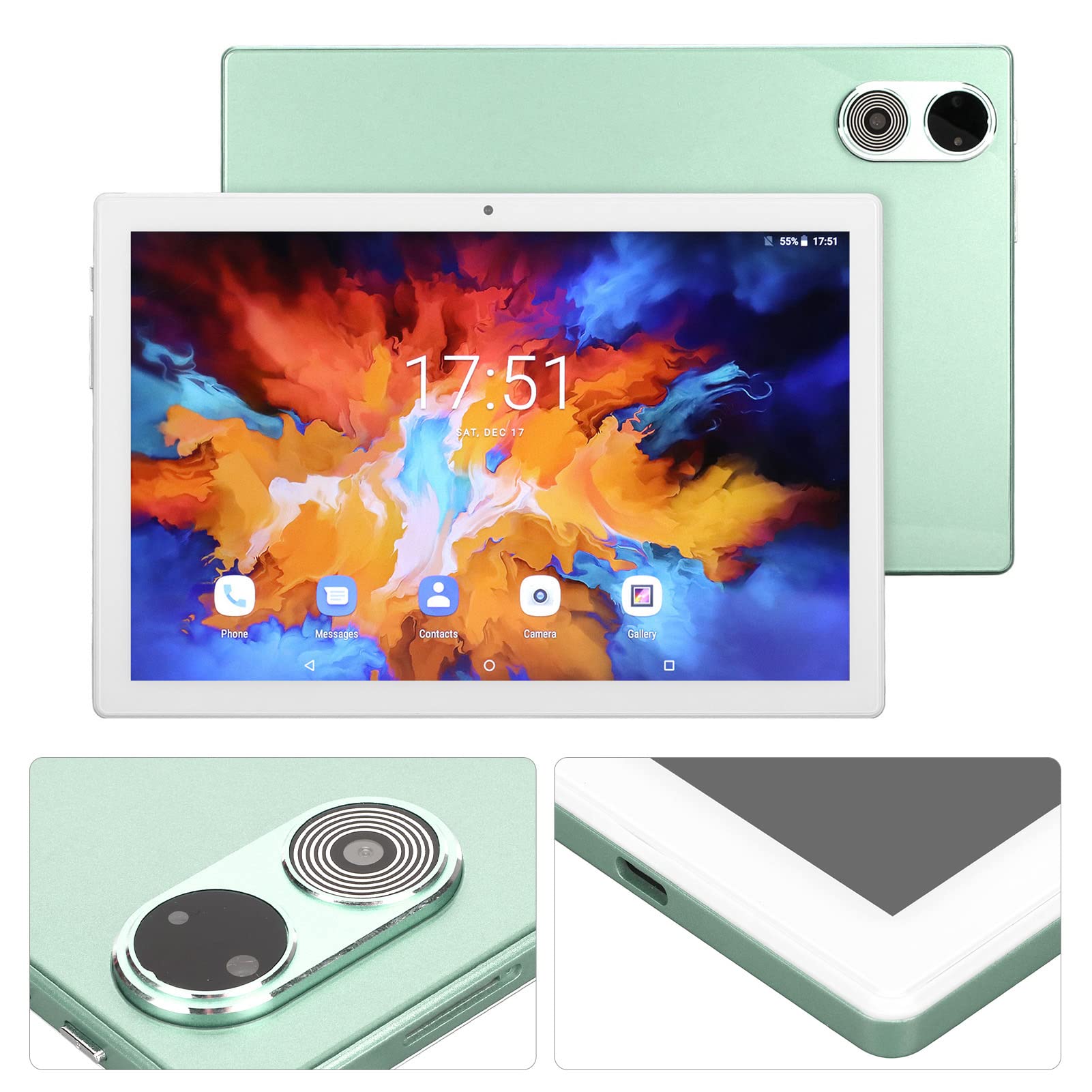 Septpenta 10.1β 128GBGB Tablet, 8GB RAM 128GB ROM Octa Core 4G LTE 8800mAh 2.4G 5G WiFi Tablet, 1920X1200 Resolution, Compact, Slim Design, Kid Friendly, Sturdy Metal Frame, Android 11.0(Green)