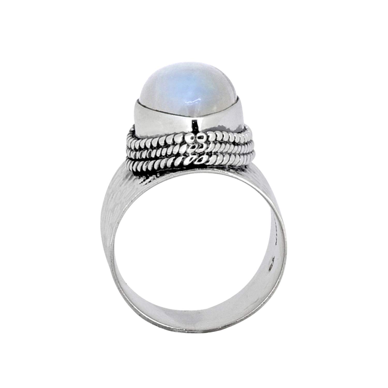 YoTreasure Rainbow Moonstone Solid .925 Sterling Silver Teardrop Ring (5)