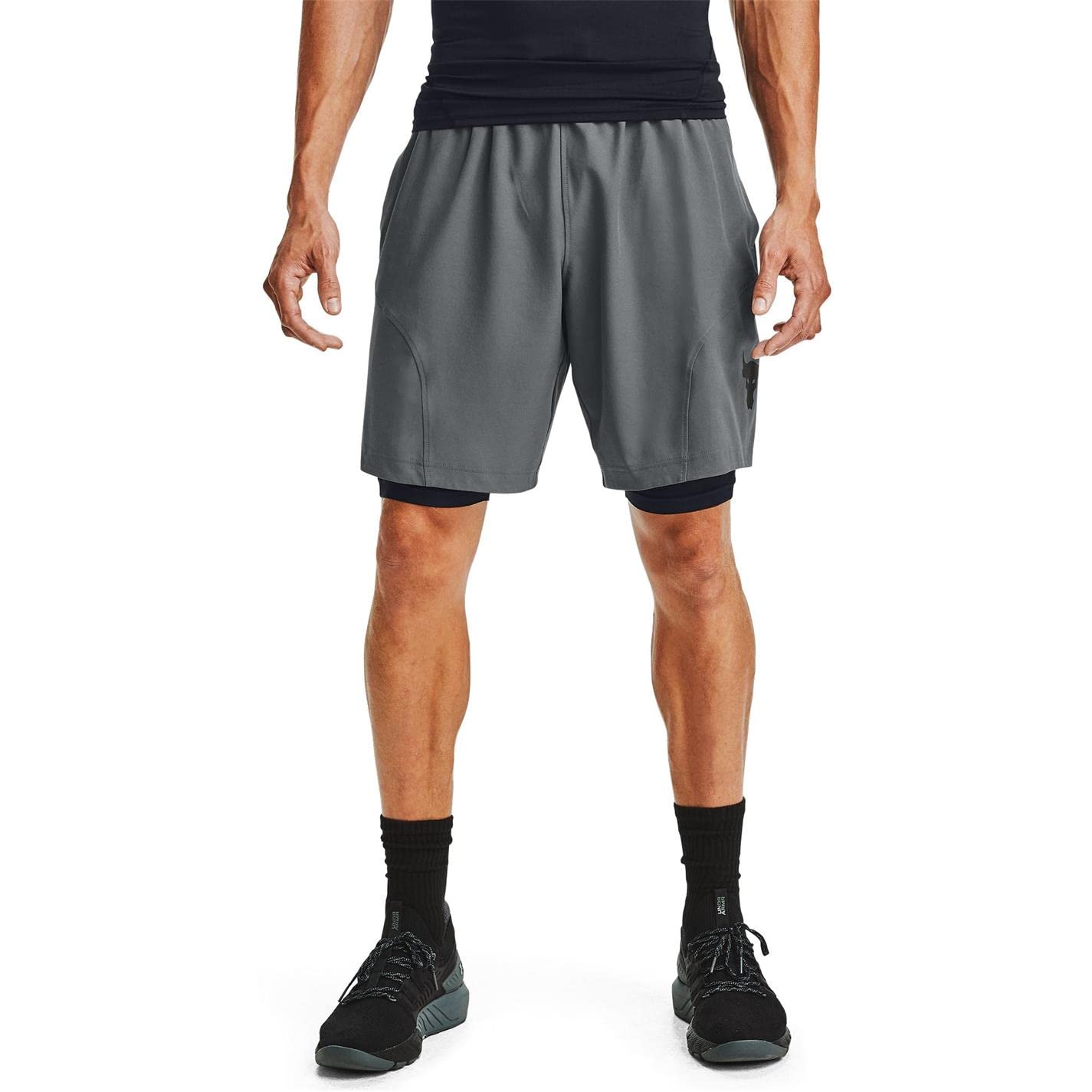 Under Armour Men's Project Rock Unstoppable Training Workout Shorts (Pitch Gray/Black, Medium)