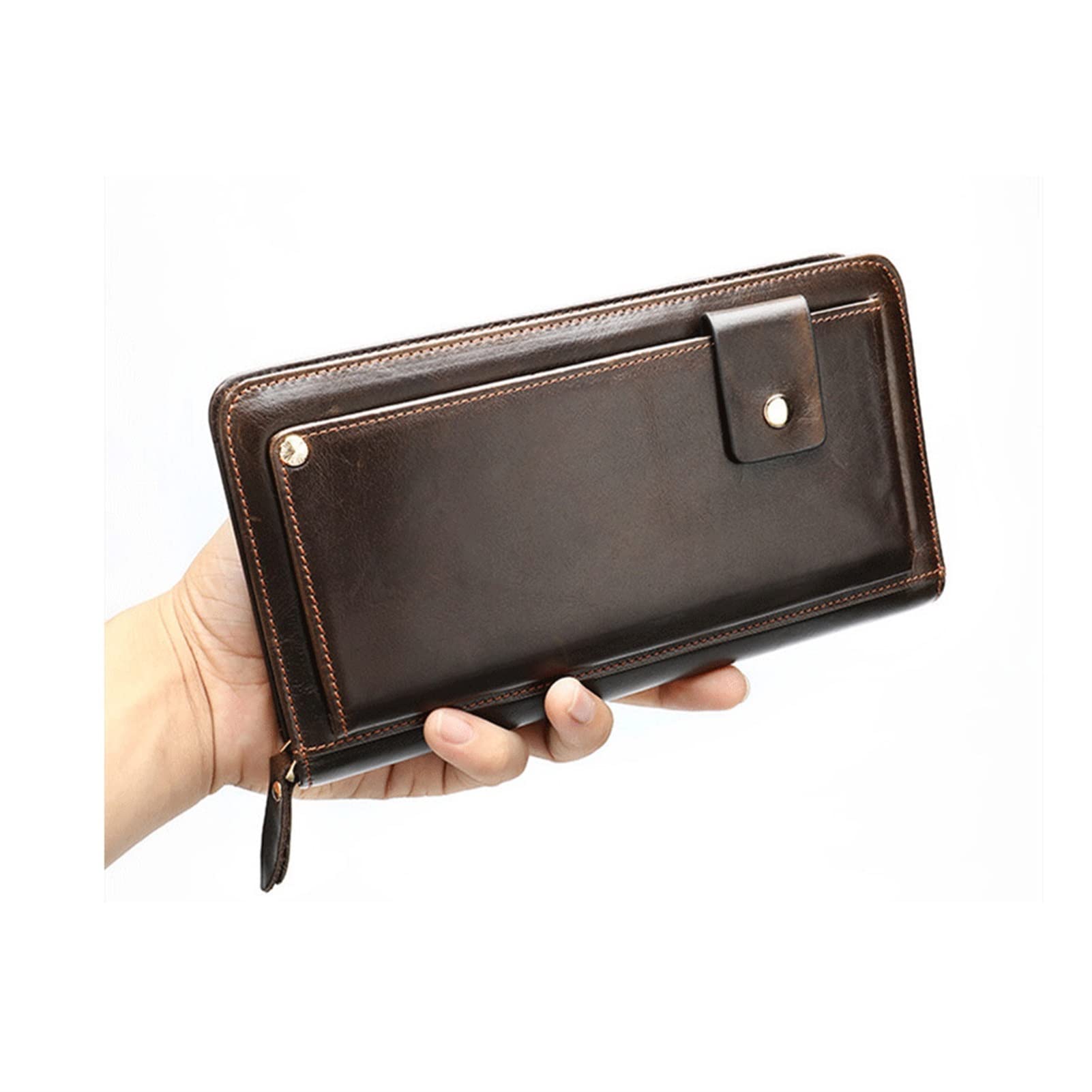 ZEBFYM Wallets for Men, Genuine Leather Business Wallets, Card Cases & Money Organizers, Men's Multifunction Cowhide Wallets (Color : Brown)