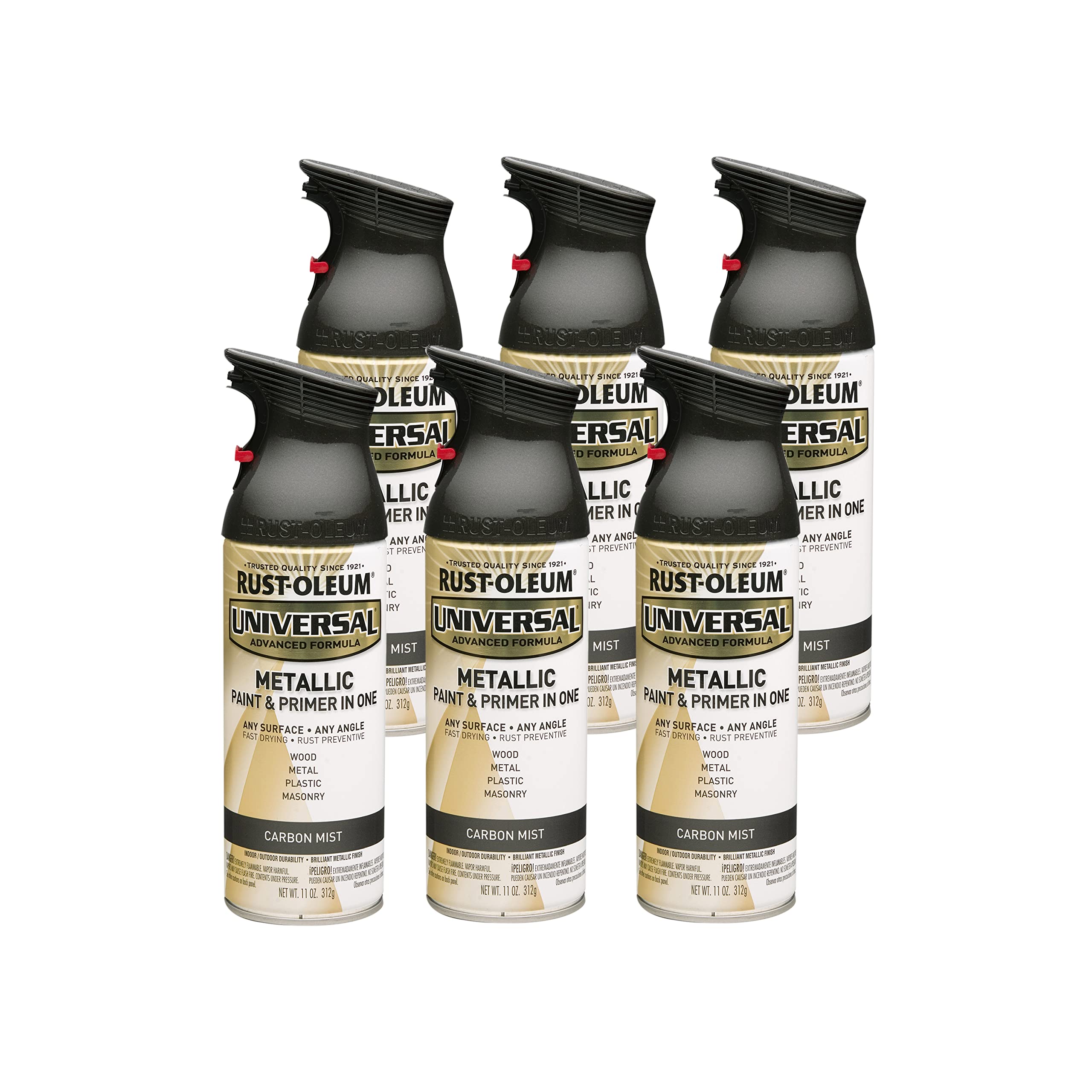Rust-Oleum 261413 Universal All Surface Metallic Mist Spray Paint, 11 oz, Carbon Mist