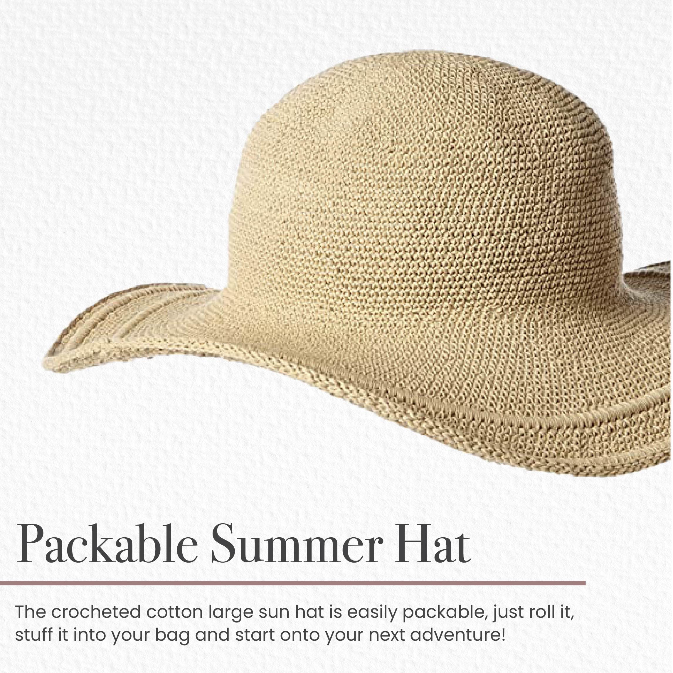 San Diego Hat Company Women's One Size Tan 4 Inch Cotton Crochet