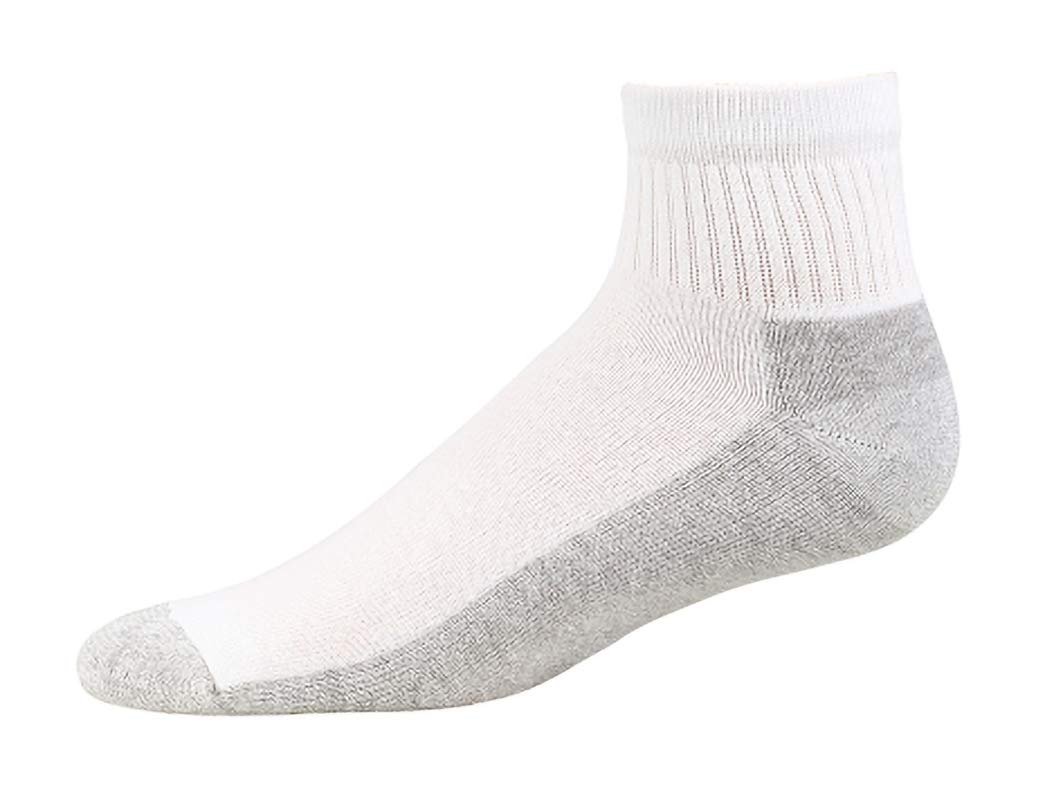 RBMelchi Men's Performance Athletic Quarter Socks for Running, Training & Hiking (6 Pack) (9-11, White)