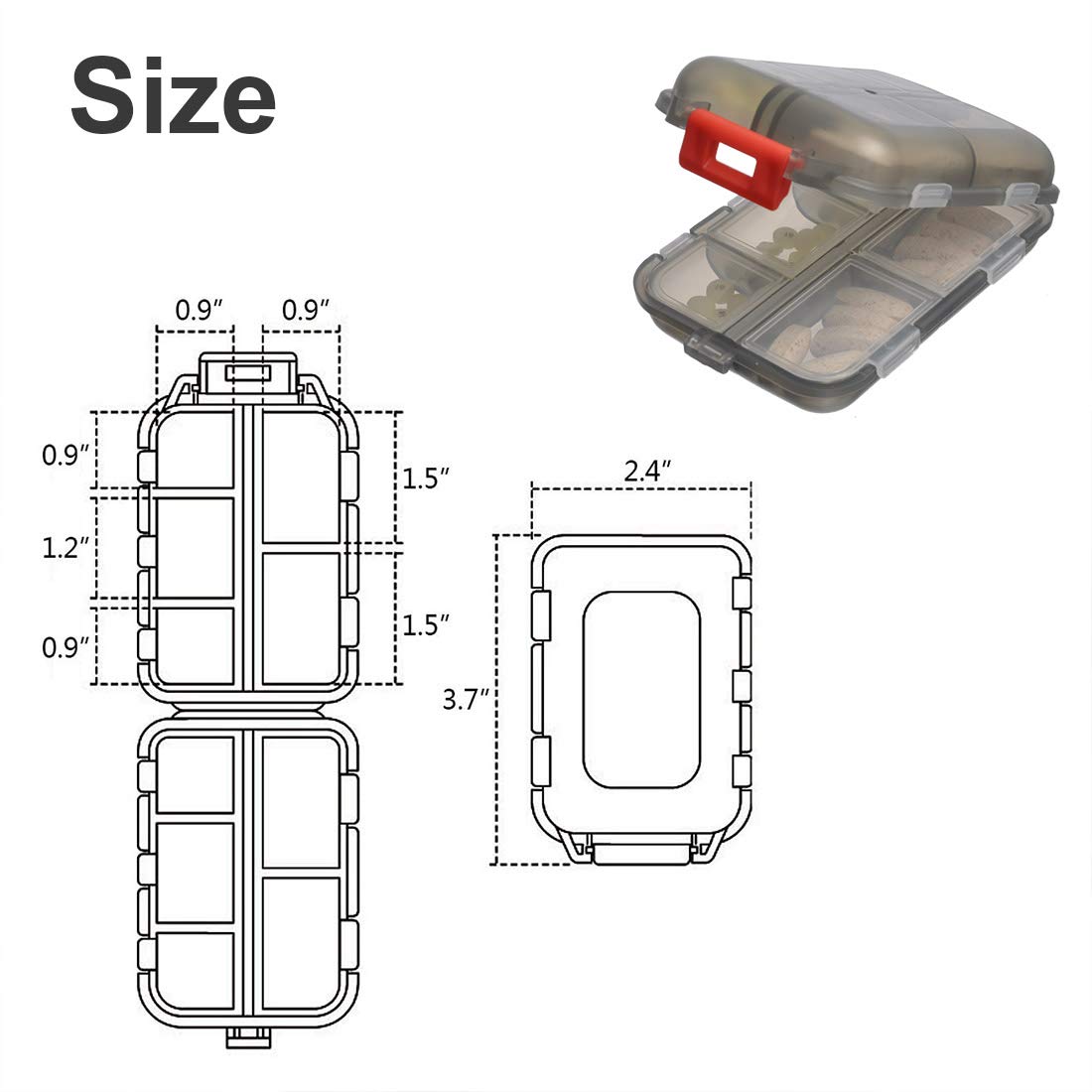 UNIS Foldable Pill Organizer Portable Case Box Medication Supplements EDC Pill Medicine Container 10 Compartments