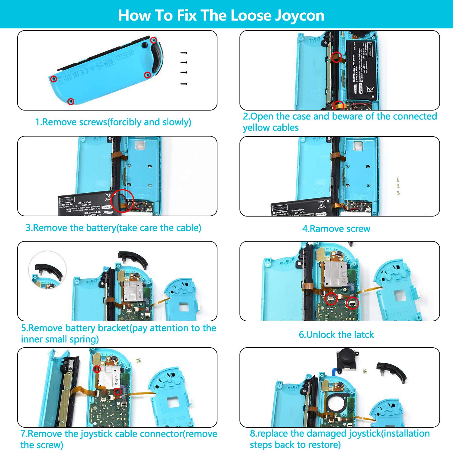 Replacement Latches For Nintendo Switch, Yoelike Metal Lock Buckles Repair Tools Kit for Nintendo Switch NS Joy Con with Screwdrivers (silver)