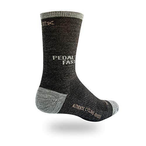 Snēk Cycling Merino Pedal Faster Sock - Heather/Charcoal Grey Medium (US Men's 7-9/US Women's 9-12)