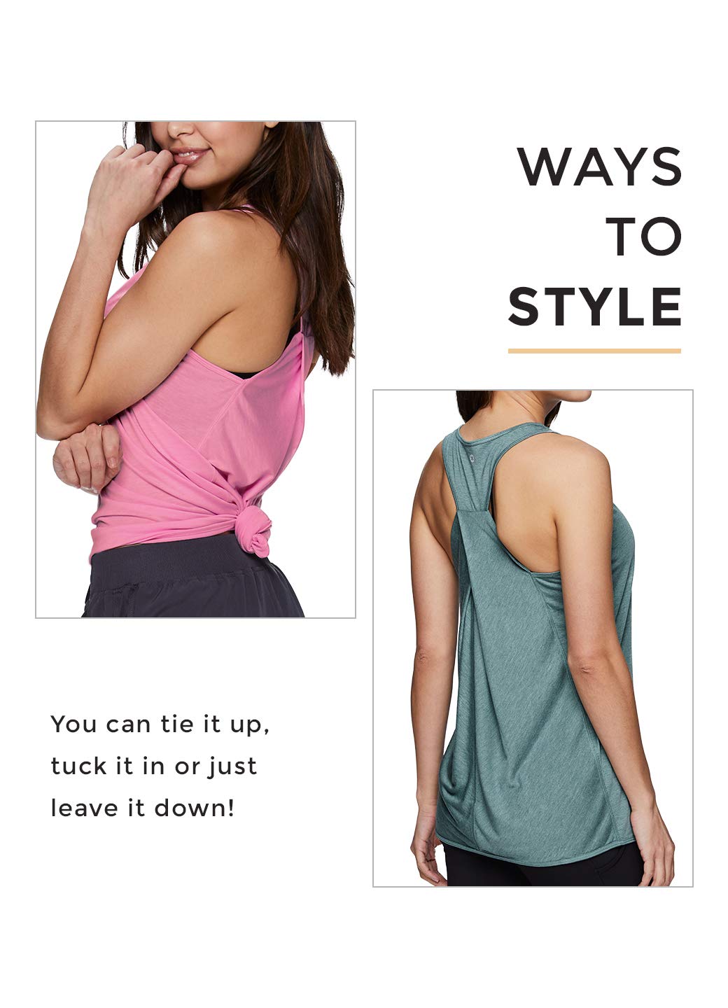 RBX Women's Fashion Yoga Workout Soft Twist Racerback Tank Top Tunic Beach Blue L