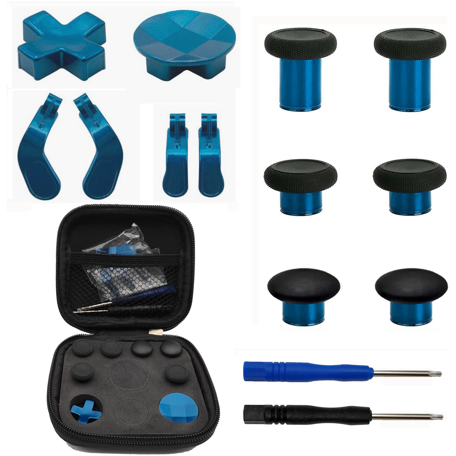 Replacement Parts for Xbox One Elite Controller Series 2, Accessory Kits 12 Pieces Metal Thumbsticks Includes 6 Magnetic Swap Joysticks, Metal 4 Paddles & 2 Dpads with T8 Tool