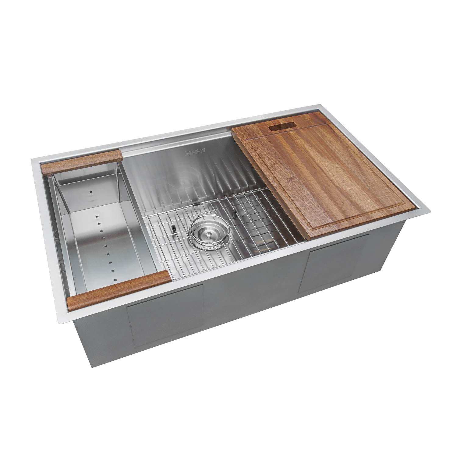 Ruvati 30-inch Workstation Ledge Undermount 16 Gauge Stainless Steel Kitchen Sink Single Bowl - RVH8310