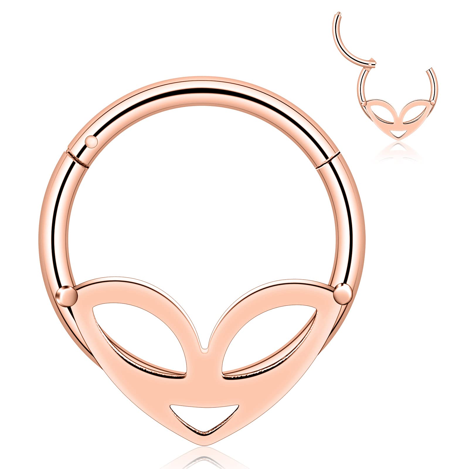 YOFANST 8PCS Stainless Steel Septum Rings 16G Nose Rings Hoop Daith Earrings Cartilage Helix Hinged Clicker Piercing, Black 10mm