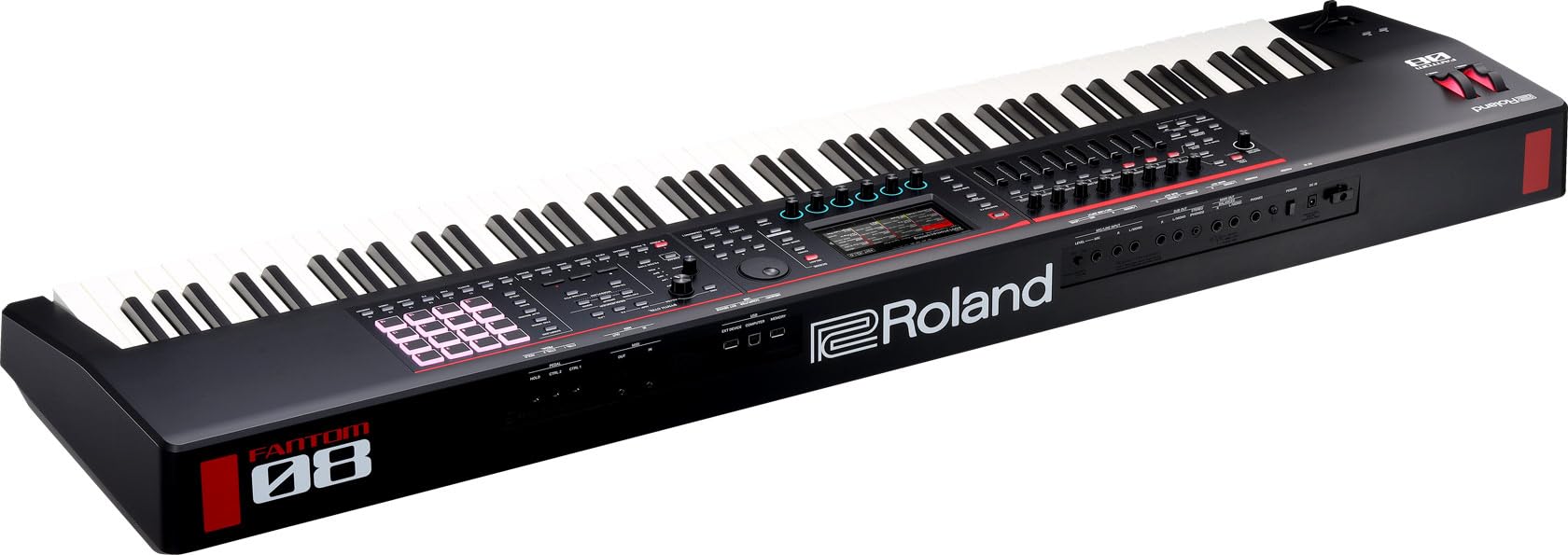 Roland Fantom-08 Synthesizer Keyboard - Bundle with Double Braced X-Style Keyboard Stand, Sustain Pedal, Instructional DVD, Online Piano Lessons, and Austin Bazaar Polishing Cloth