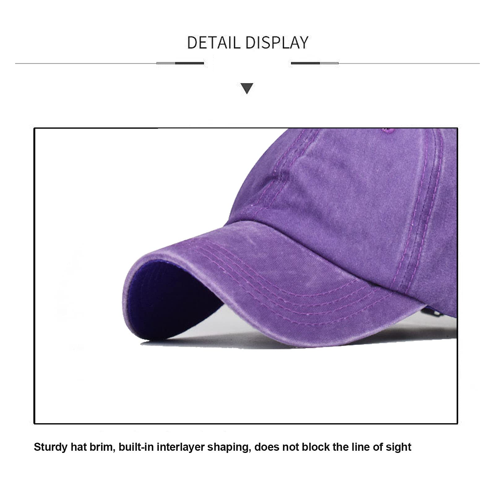 WXBYX Baseball Cap Women's Distressed Casual Cap Versatile Washed Dad Cap with Ponytail Hole for Running Workouts and Outdoor Activities Sports Cap (Purple)