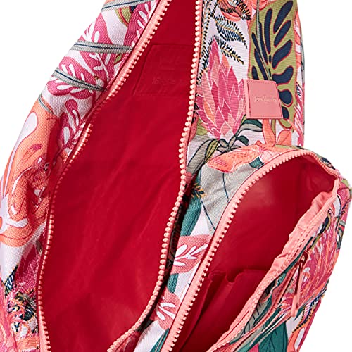 Vera Bradley Women's Recycled Lighten Up Reactive Sling Backpack, Rain Forest Canopy Coral, One Size