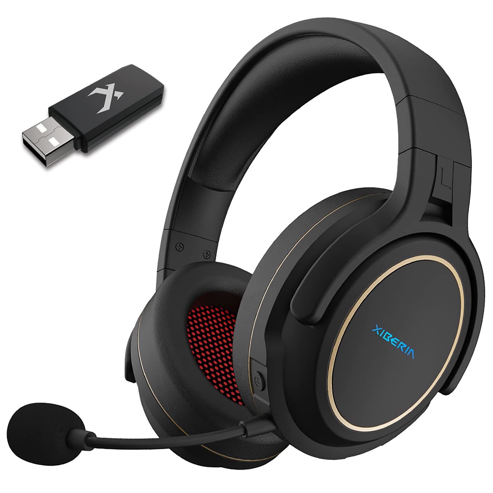 XIBERIA G01 Wireless Gaming Headset with Microphone 5.8GHz Anti-Interference for PC/PS5/PS4/MAC/Laptop,Lossless Ultra-Low Latency,Noise Cancelling MIC,Long Battery Life