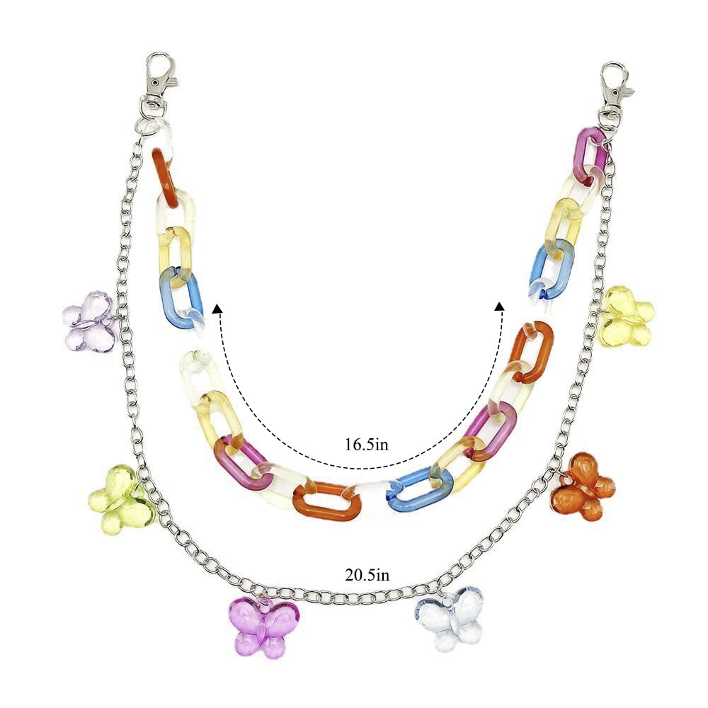 Zehope Layered Acrylic Pant Chains Jean Chains Colorful Keychains Body Jewelry for Women