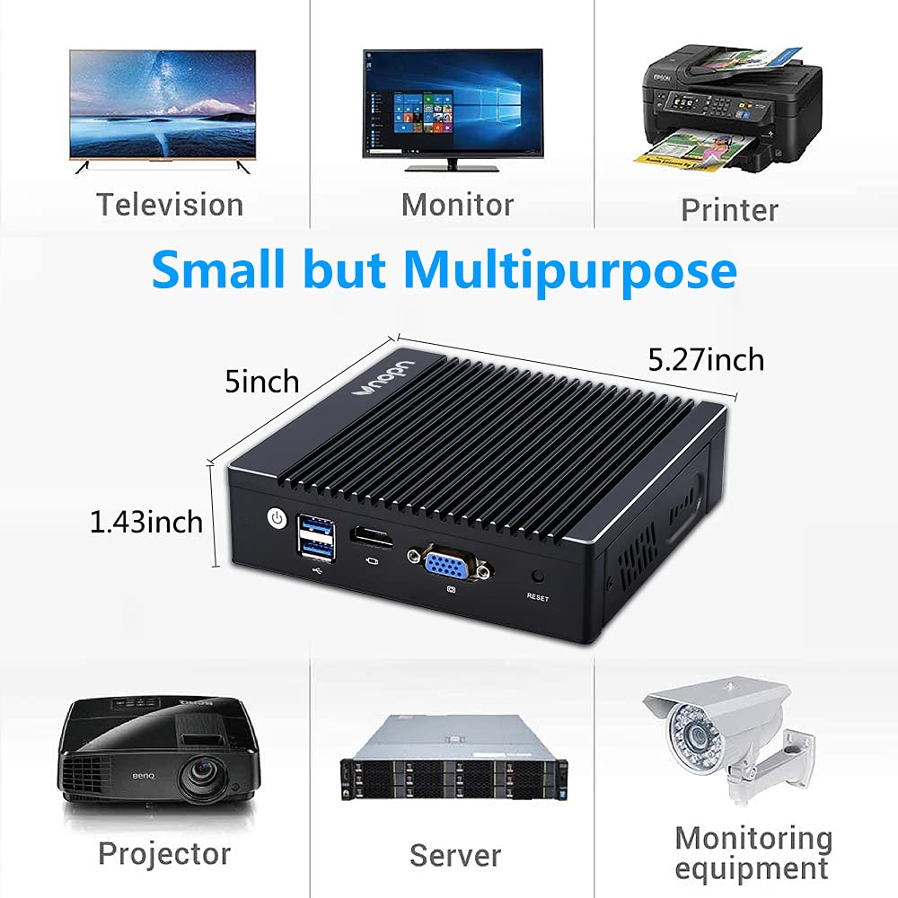 VNOPN Micro Firewall Appliance Intel N3700 Quad Core, Fanless Mini PC 4 Intel 2.5GbE i225 LAN Ports 8GB RAM DDR3 128GB mSATA SSD, Network Gateway Soft Router PC, Support AES NI/WiFi