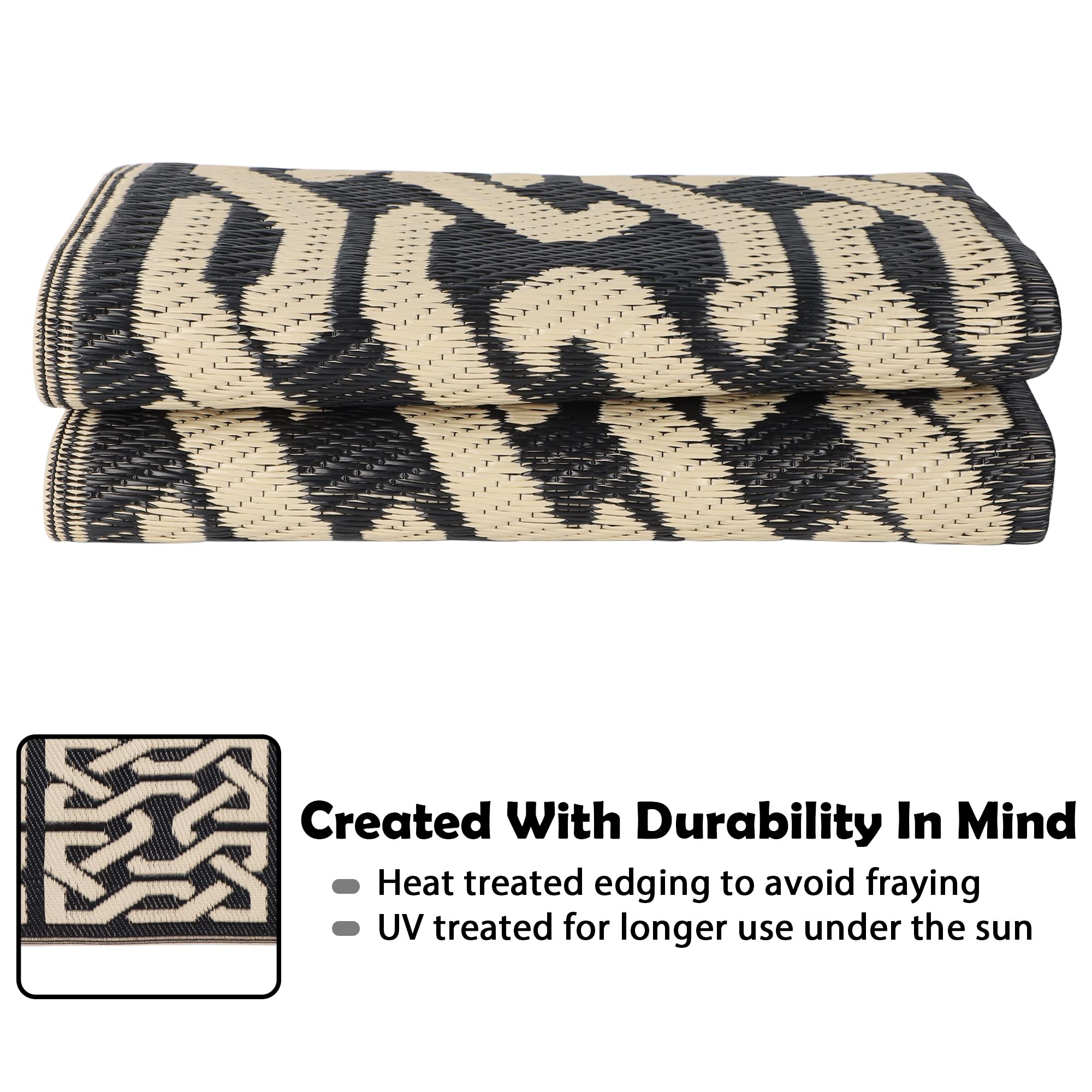 SAND MINE Reversible Mats, Plastic Straw Rug, Modern Area Rug, Large Floor Mat and Rug for Outdoors, RV, Patio, Backyard, Deck, Picnic, Beach, Trailer, Camping (9' x 12', Grey Arrow)