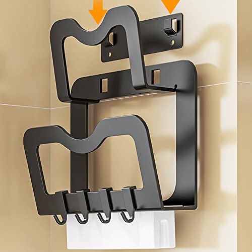 SEYFI Kitchen Shelves,2 Tier Pot Lid Holder Organizer, Kitchen Pot Lid Rack, Stainless Steel Cutting Board Stand, Reusable, Wall-Mounted
