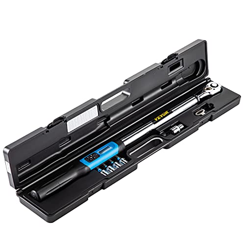 VEVOR Digital Torque Wrench, 1/2" Drive Electronic Torque Wrench, Torque Wrench Kit 12.5-250.7 ft-lb Torque Range Accurate to ±2%, Adjustable Torque Wrench w/LED Display and Buzzer, Socket Set & Case