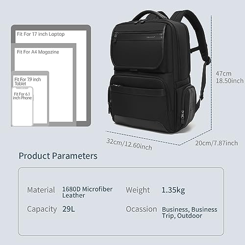 TIGERNU Travel Laptop Backpack for Men Business Travel Backpack with Laptop Compartment Fits 17 Inch Laptops(TGN-B001 Black)
