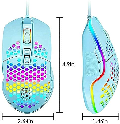 Wired Gaming Keyboard and Sets 87 Keys Rainbow Backlit Mechanical Keyboard,RGB Backlit 6400 DPI Light Weight Gaming Mouse, Mouse Pad for PC Game (Blue)
