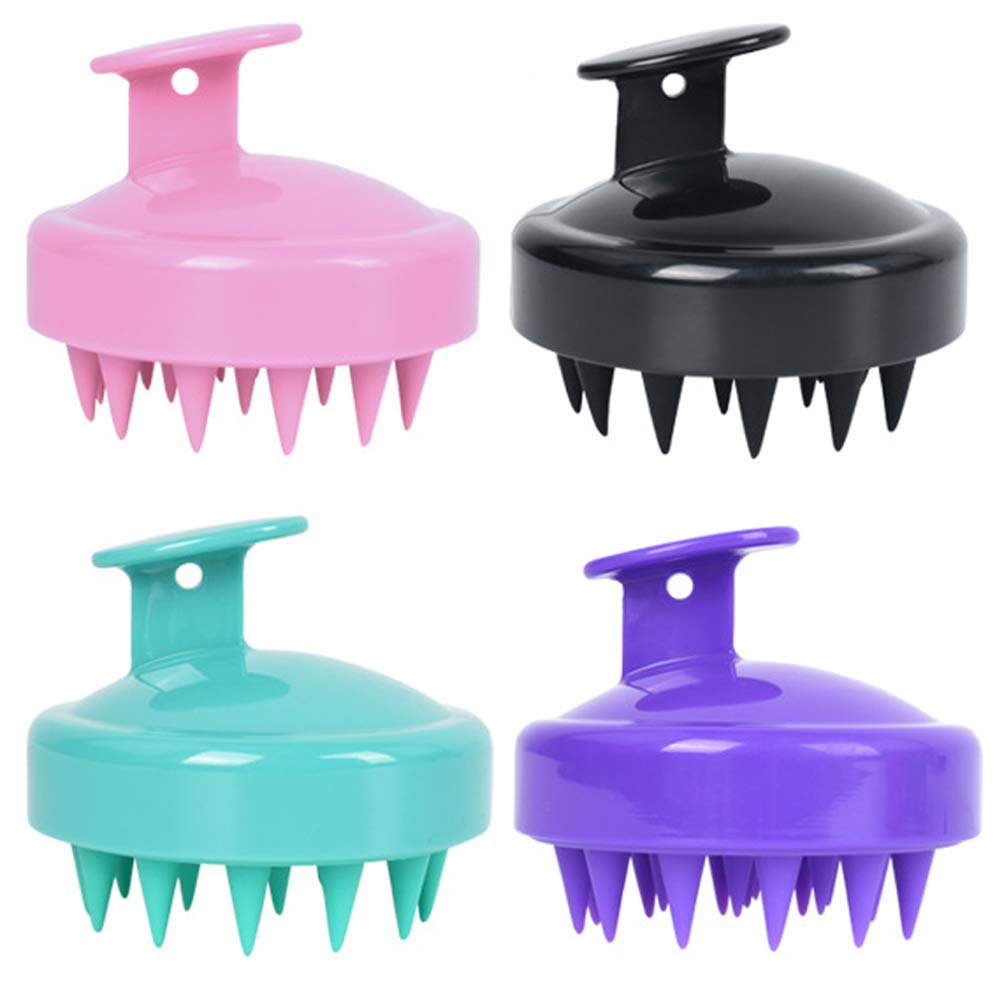 Set of 4 Soft Silicone Hair Scalp Massager, Shampoo Brush with Dandruff Brush(Assorted Colors)