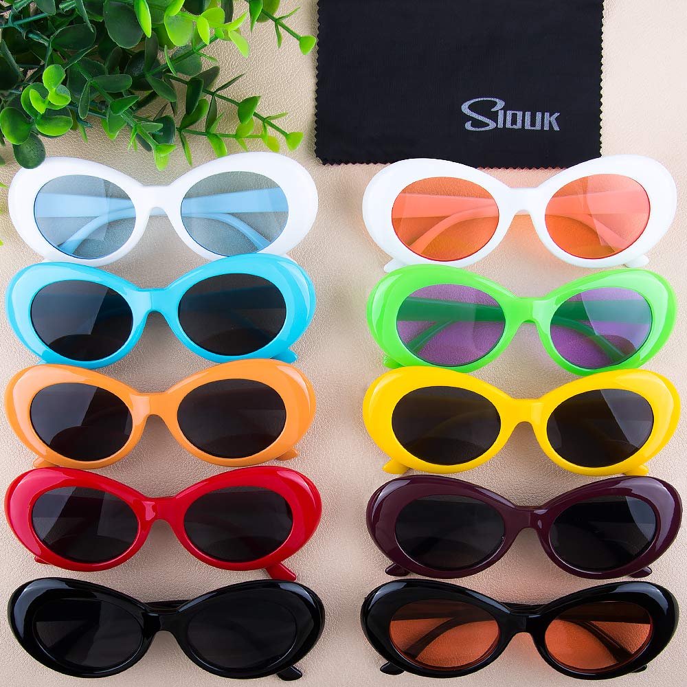 SIQUK 22 Pairs Retro Clout Oval Goggles 22 Colors Retro Kurt Mod Sunglasses