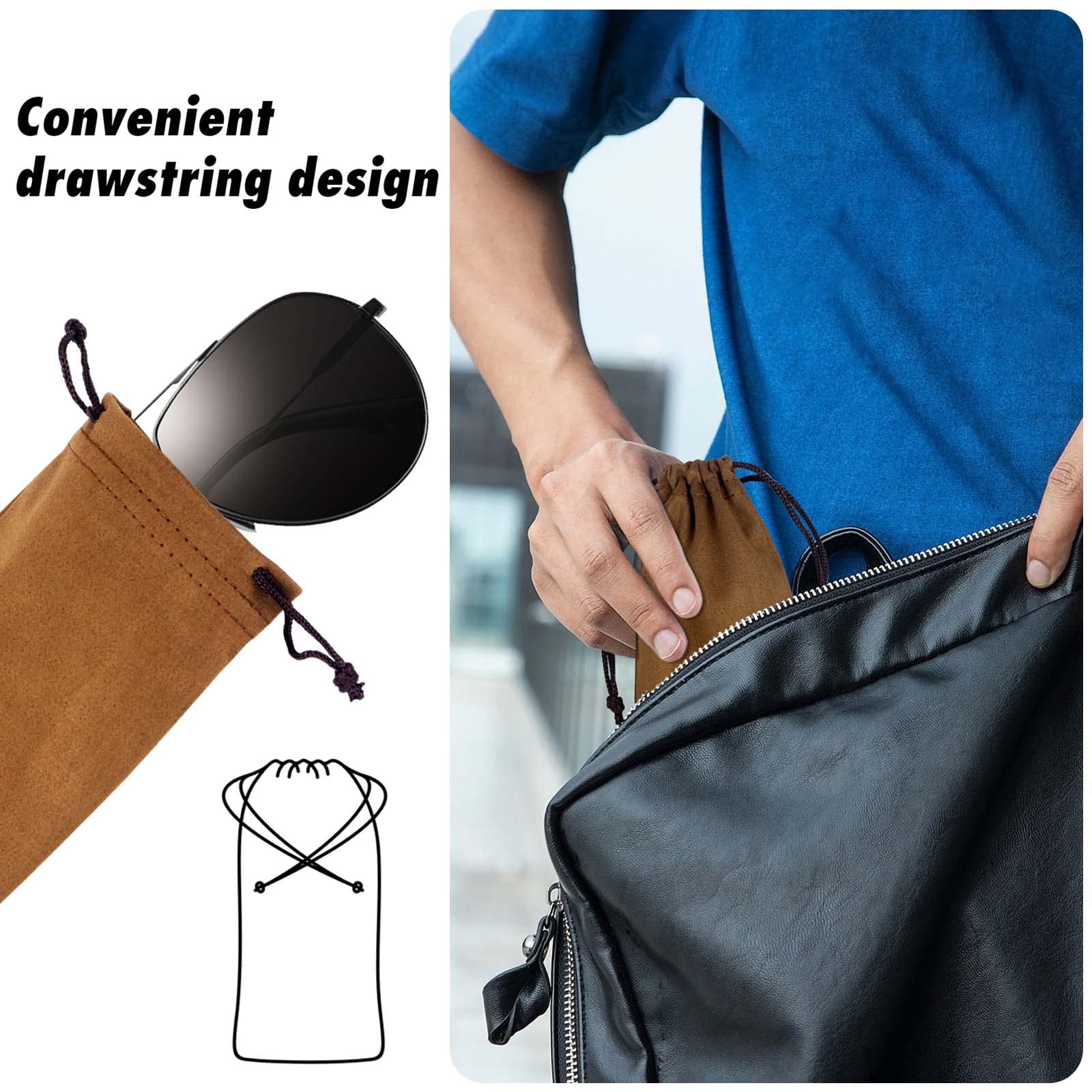 ZWZY [4+4 Pack Sunglass Case Drawstring Storage, Sunglasses Case Soft Microfiber Pouch, Eyeglass Case for Women & Mens Reading Glasses Case with Eyeglass Cleaning Cloth