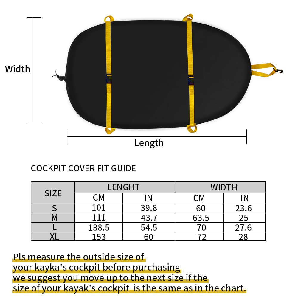 YUJHON Kayak Cockpit Cover with Adjustable Fixing Strap,UV50 Blocking Seal Cockpit Protector with Elastic Hem Cord Universal for Indoors and Outdoors M yun458723 0