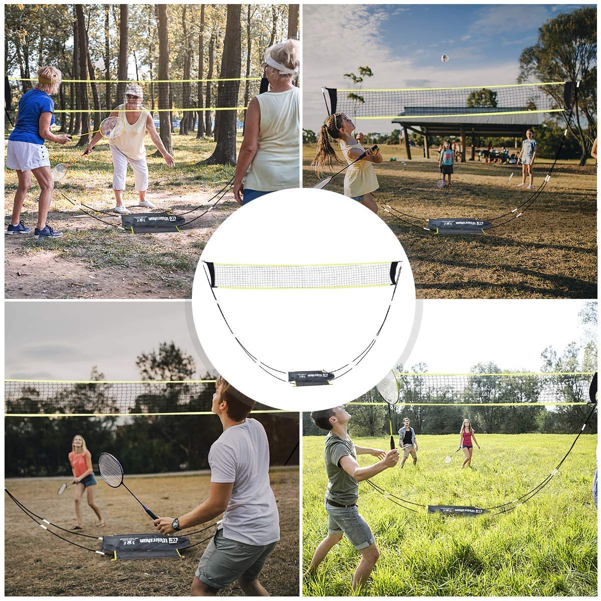 Portable Badminton Net Set with Stand Carry Bag, Folding Volleyball Tennis Badminton Net β Easy Setup for for Outdoor/Indoor Court, Backyard, Beach No Tools or Stakes Required